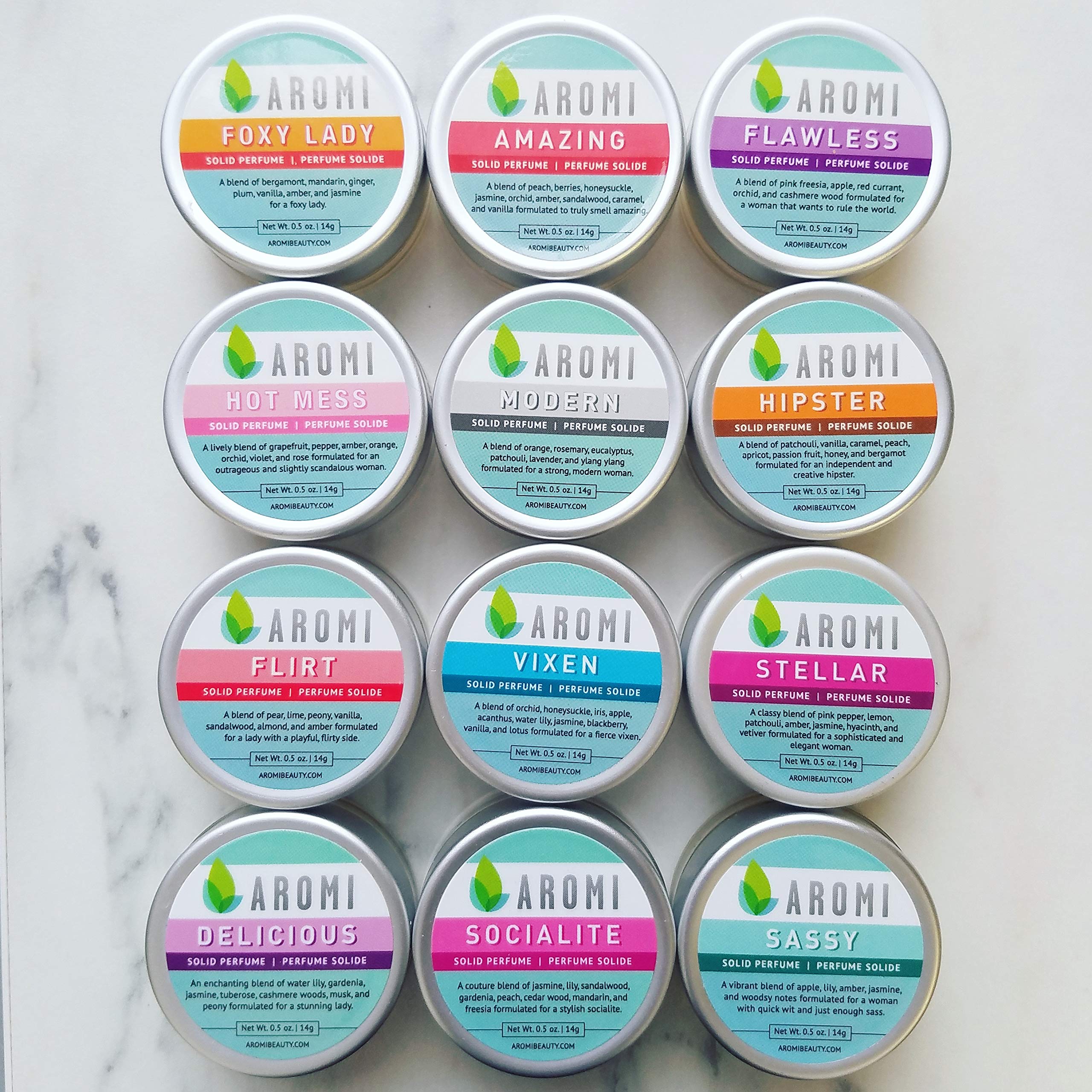 Aromi Amazing Solid Perfume | Fruity, Floral Fragrance, Vegan & Cruelty-free, Travel Scent, Women’s Gift, Vanilla, Caramel, & Jasmine Scent, Handmade (Amazing)