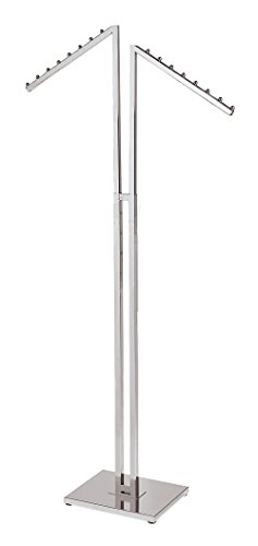 SSWBasics Chrome 2-Way Clothing Rack with Slant Arms (48"-72" H 3" Increments)