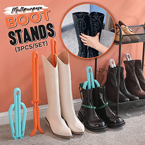 dazeni Folding Boot Shaper for women,Boots Knee High Shoes Clip Support Stand Storage Organizer,Boots Inserts Shape Holders -3PACK (Blue)