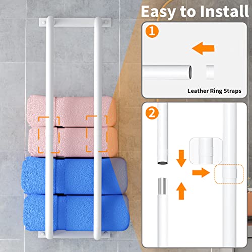 YYP Towel Racks for Bathroom, Towel Rack Wall Mounted, Stainless Steel Towel Holder for Bathroom Wall, Easy to Install Bathroom Towel Storage, White