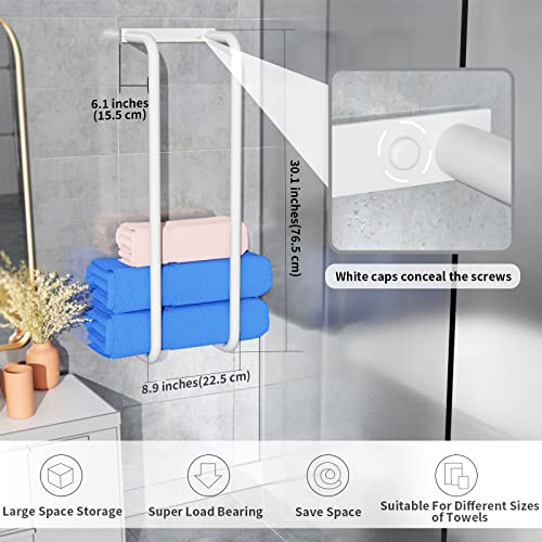 YYP Towel Racks for Bathroom, Towel Rack Wall Mounted, Stainless Steel Towel Holder for Bathroom Wall, Easy to Install Bathroom Towel Storage, White