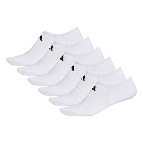 adidas Men's Superlite Super No Show Socks (6-Pair), White/Black, Large