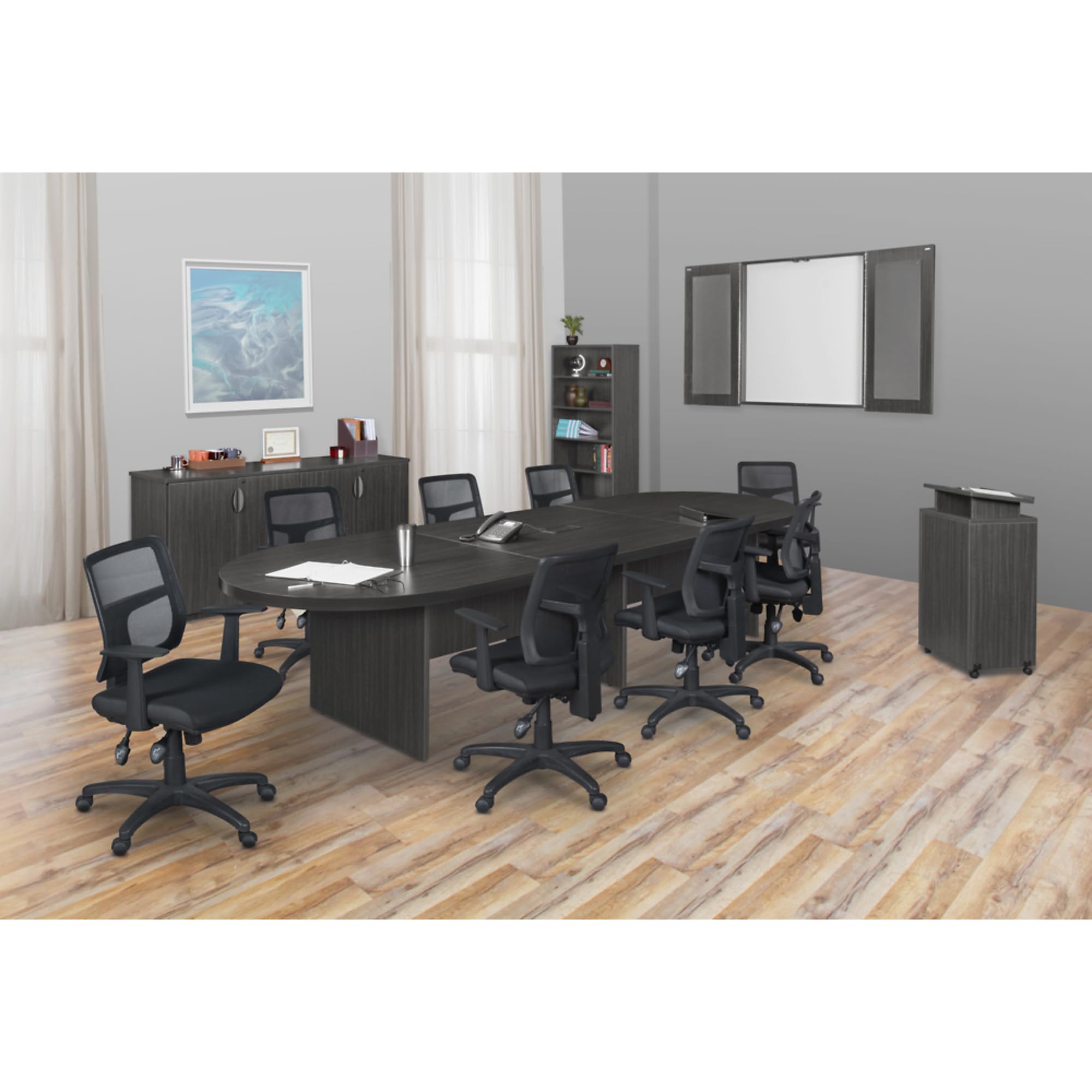 Regency Legacy Modular Conference Table with Tabletop Power & Data Port, 144", Ash Grey