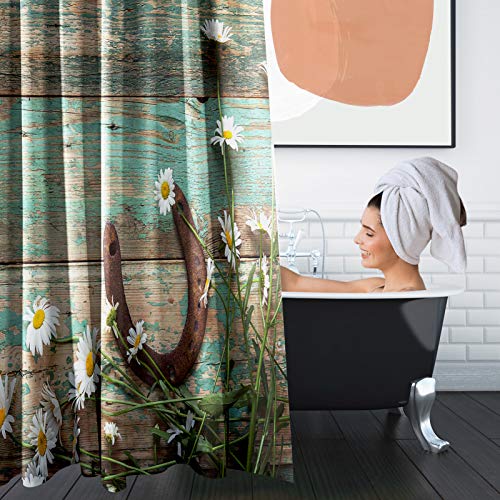 Britimes 4 Piece Shower Curtain Sets, Western Rustic with Non-Slip Rugs, Toilet Lid Cover and Bath Mat, Durable and Waterproof, for Bathroom Decor Set, 72" x 72"
