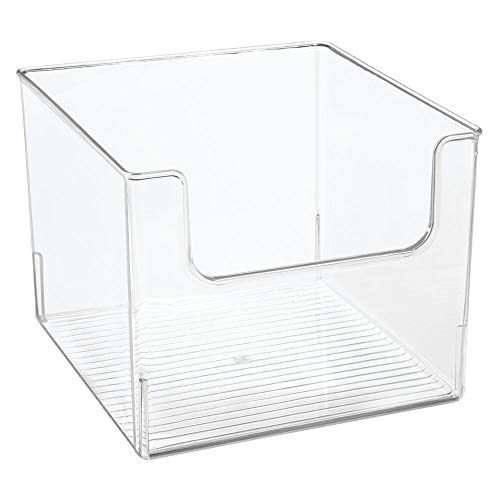 mDesign Plastic Home Storage Organizer Bin for Cube Furniture Shelving in Office, Entryway, Closet, Cabinet, Bedroom, Laundry Room, Nursery, Kids Toy Room - Open Front - Clear