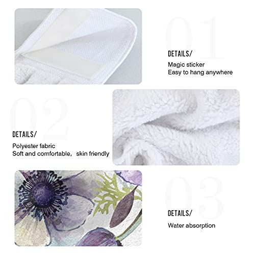 Tatenale Purple Hand Towels with Hanging Loop for Kitchen Bathroom Floral Decorative Hand Towels Soft Absorbent Oven Towel 18x14Inch 2Pack