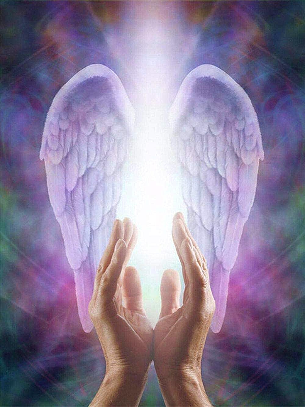 NIHO-JIUMA Diamond Painting Kits Pray Wings, 5D Full Drill Diamond Art Kits Painting Gift for Adult, Home Decoration (30X40cm/11.8x15.7inches)
