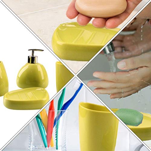 Beavorty Bathroom Accessories Set 4Pcs Acrylic Soap Dish Toothbrush Holder Tumbler Lotion Shampoo Dispenser for Farmhouse Bathroom Decor Green