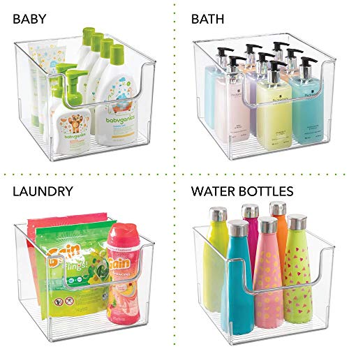 mDesign Plastic Home Storage Organizer Bin for Cube Furniture Shelving in Office, Entryway, Closet, Cabinet, Bedroom, Laundry Room, Nursery, Kids Toy Room - Open Front - Clear