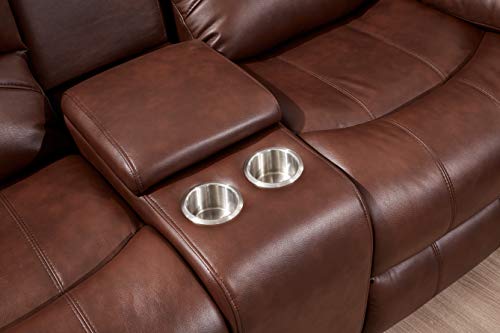 Betsy Furniture Power Reclining Bonded Leather Living Room Set (Brown, Sofa+Loveseat+Chair)