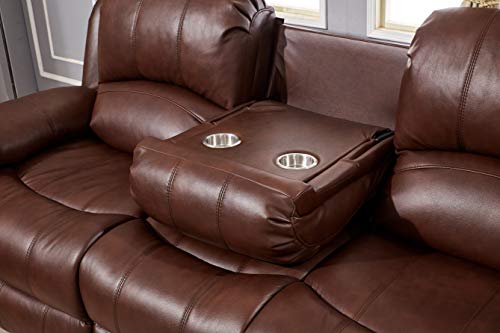 Betsy Furniture Power Reclining Bonded Leather Living Room Set (Brown, Sofa+Loveseat+Chair)