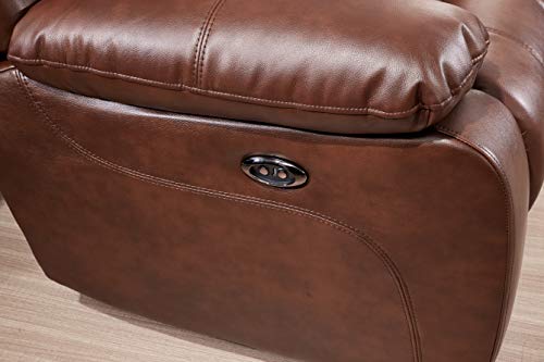 Betsy Furniture Power Reclining Bonded Leather Living Room Set (Brown, Sofa+Loveseat+Chair)