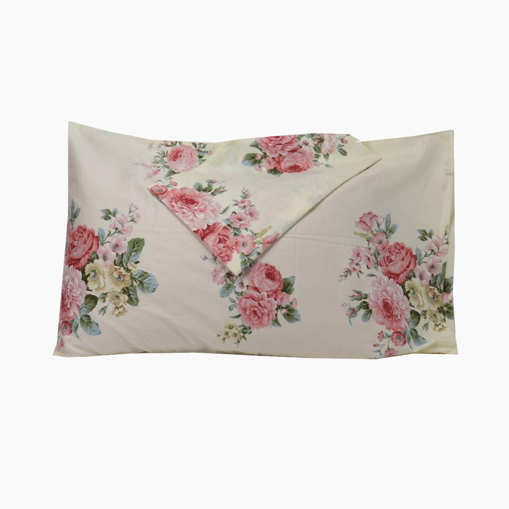 100% Cotton 600 Thread Count Pillow Case Set of 2, Standard Size Floral Pillow Covers for Sleeping, Breathable Easy to Wash