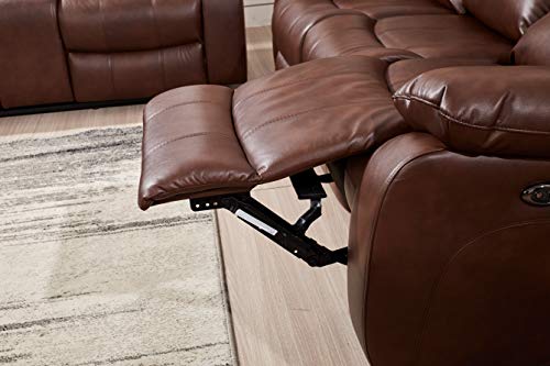 Betsy Furniture Power Reclining Bonded Leather Living Room Set (Brown, Sofa+Loveseat+Chair)