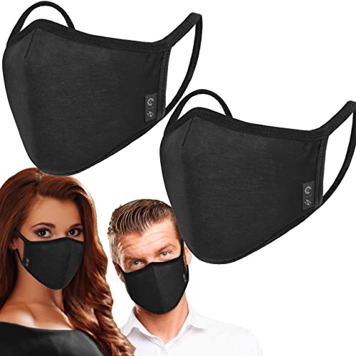 VVUPIC 2-Pack Unisex Cloth Washable Reusable Cover-100% Cotton 3 Layer black outdoor
