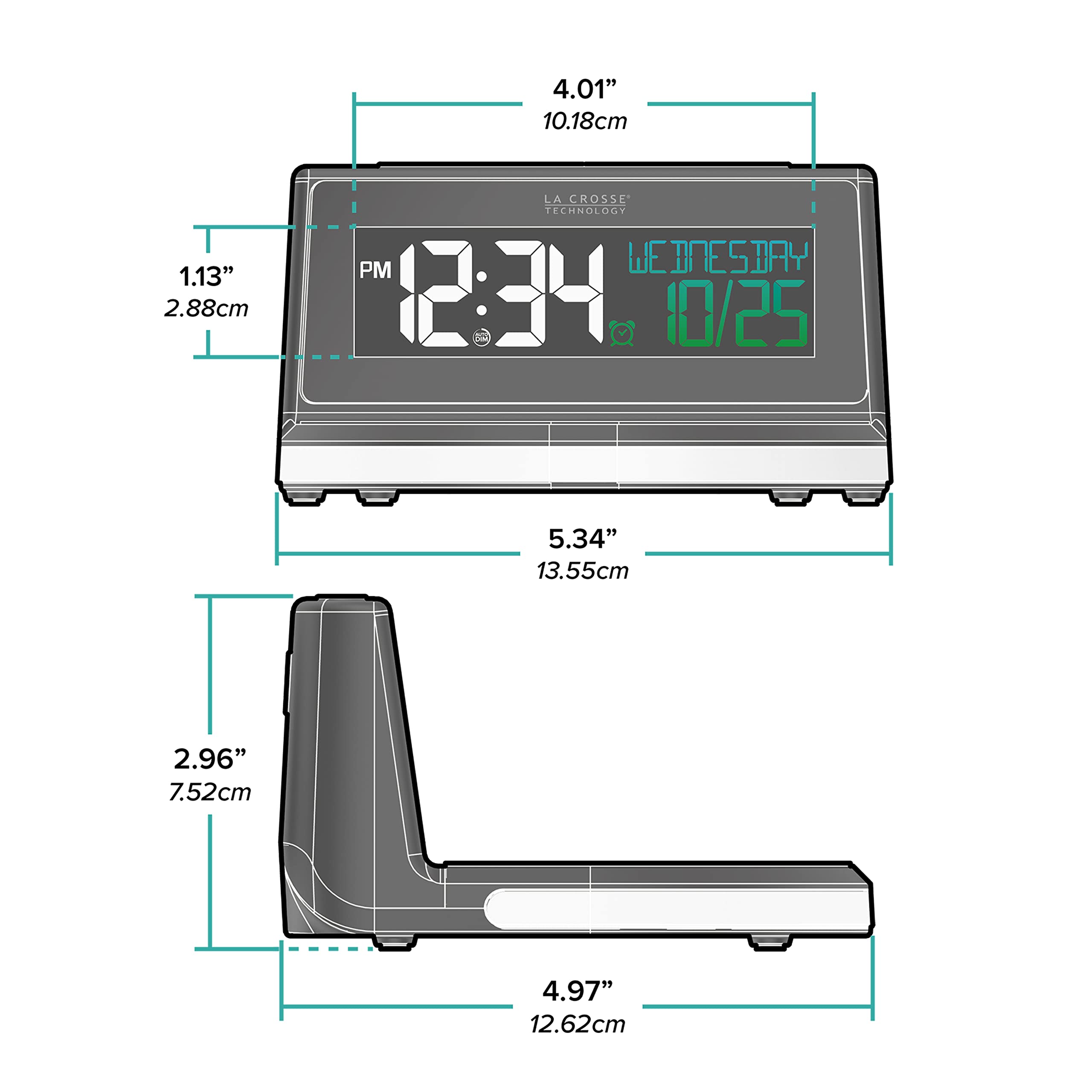 La Crosse Technology 617-148 Wireless Charging Alarm Clock with Glowing Light Base