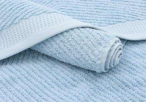 HYBIHYBI Face Towels 100% Cotton Loop Towel with Hanging Ring, Thick Super Absorbent Skincare Washcloths for Bath,Hand,Face,Spa and Gym 13.7 x 30.7 inches(2 Pack) (Light Blue)