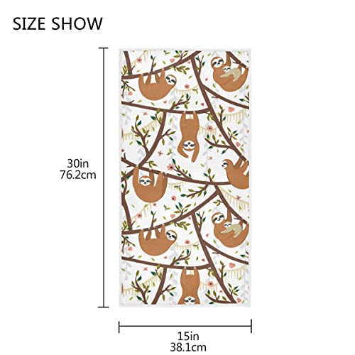 Wamika Funny Sloth Baby Hand Bath Towel Shower Towels Set Tree Pioneer Flowers Kitchen Hanging Gym Fingertip Bathroom Towel Highly Absorbent