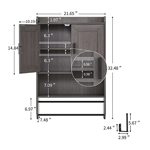 apexnova Bathroom Wall Cabinet, Wooden Medicine Cabinet Over The Toilet with Adjustable Inner Shelf, Wall Mounted Cabinet with Doors for Bathroom Storage, Hanging Cabinet for Wall with Towels Bar