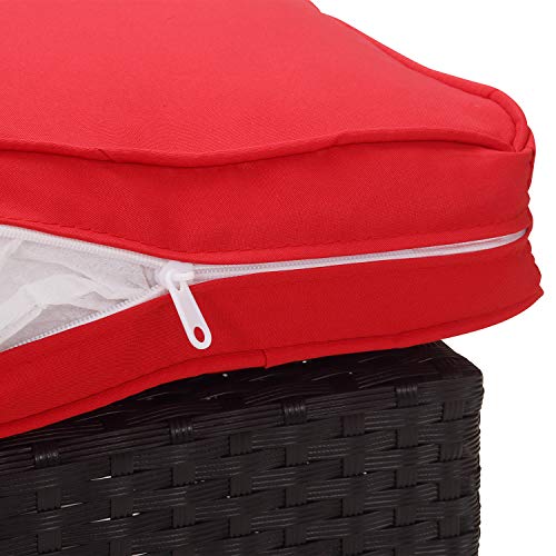 Patio Sofa Furniture Sets 5 Piece, Outdoor PE Wicker Rattan Conversation Sofa Set with Coffee Table, Wine Red (Black Rattan)