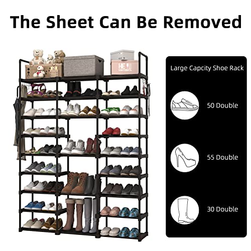 NIUBER 9 Tier Shoe Rack Sturdy Large Show Rack Heavy Duty for Entryway Shoe Shelves for Closet Shoe Rack Organizer for Entryway