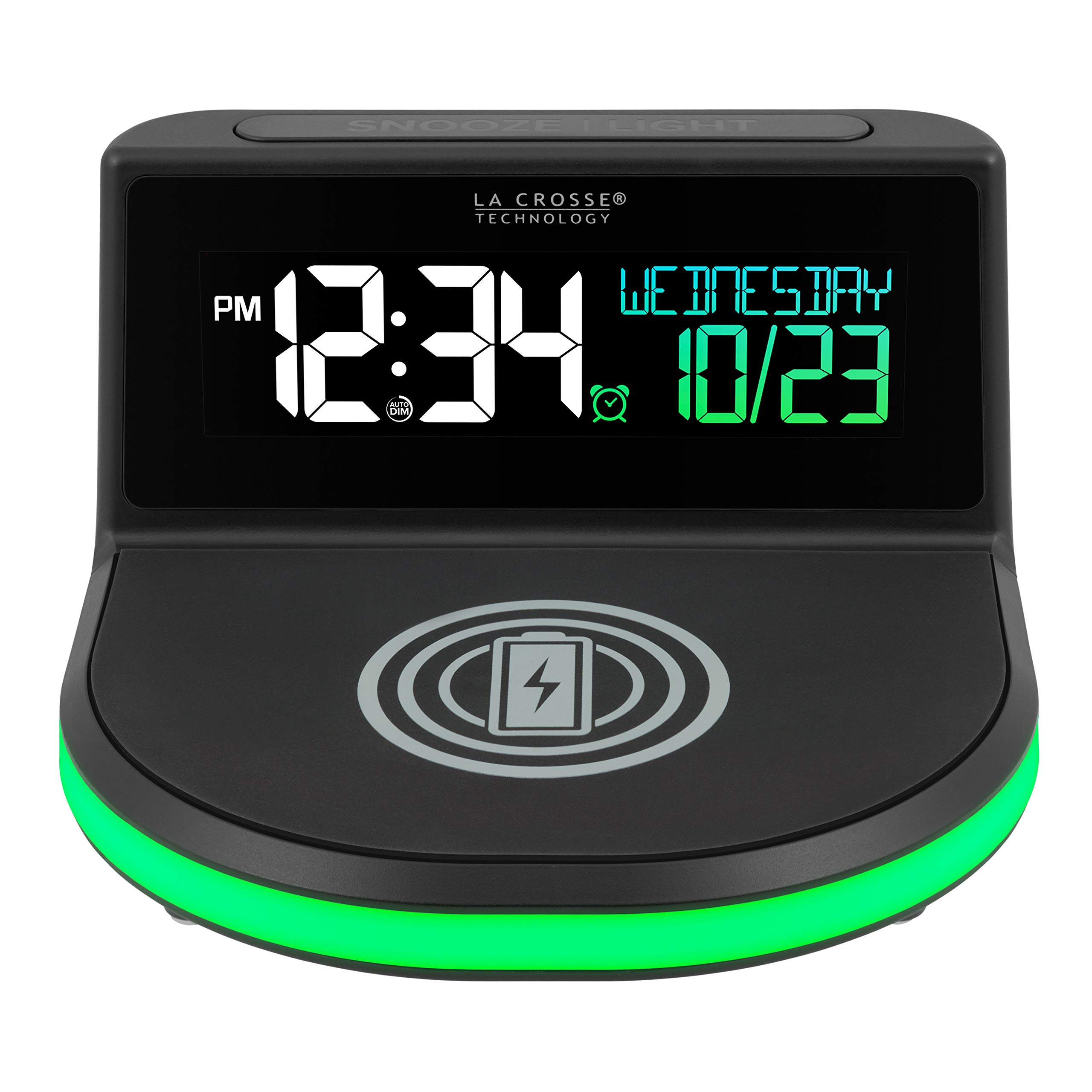 La Crosse Technology 617-148 Wireless Charging Alarm Clock with Glowing Light Base