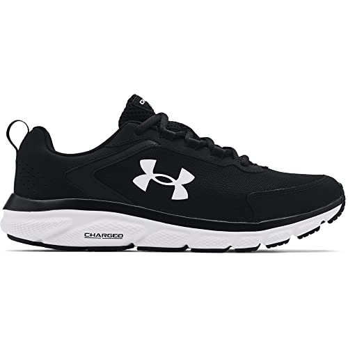Under Armour Mens Charged Assert 9 Running Shoe, Black/White, 10.5 US