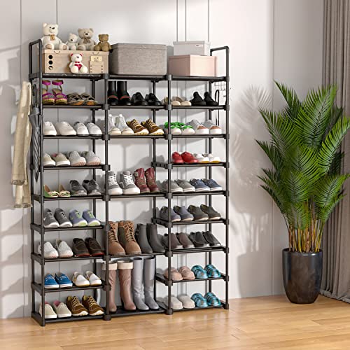 NIUBER 9 Tier Shoe Rack Sturdy Large Show Rack Heavy Duty for Entryway Shoe Shelves for Closet Shoe Rack Organizer for Entryway