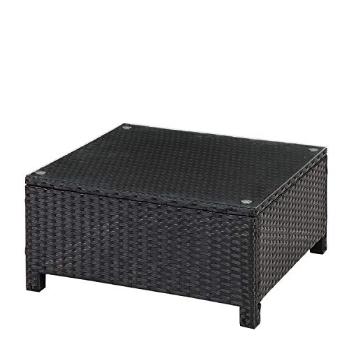 Patio Sofa Furniture Sets 5 Piece, Outdoor PE Wicker Rattan Conversation Sofa Set with Coffee Table, Wine Red (Black Rattan)