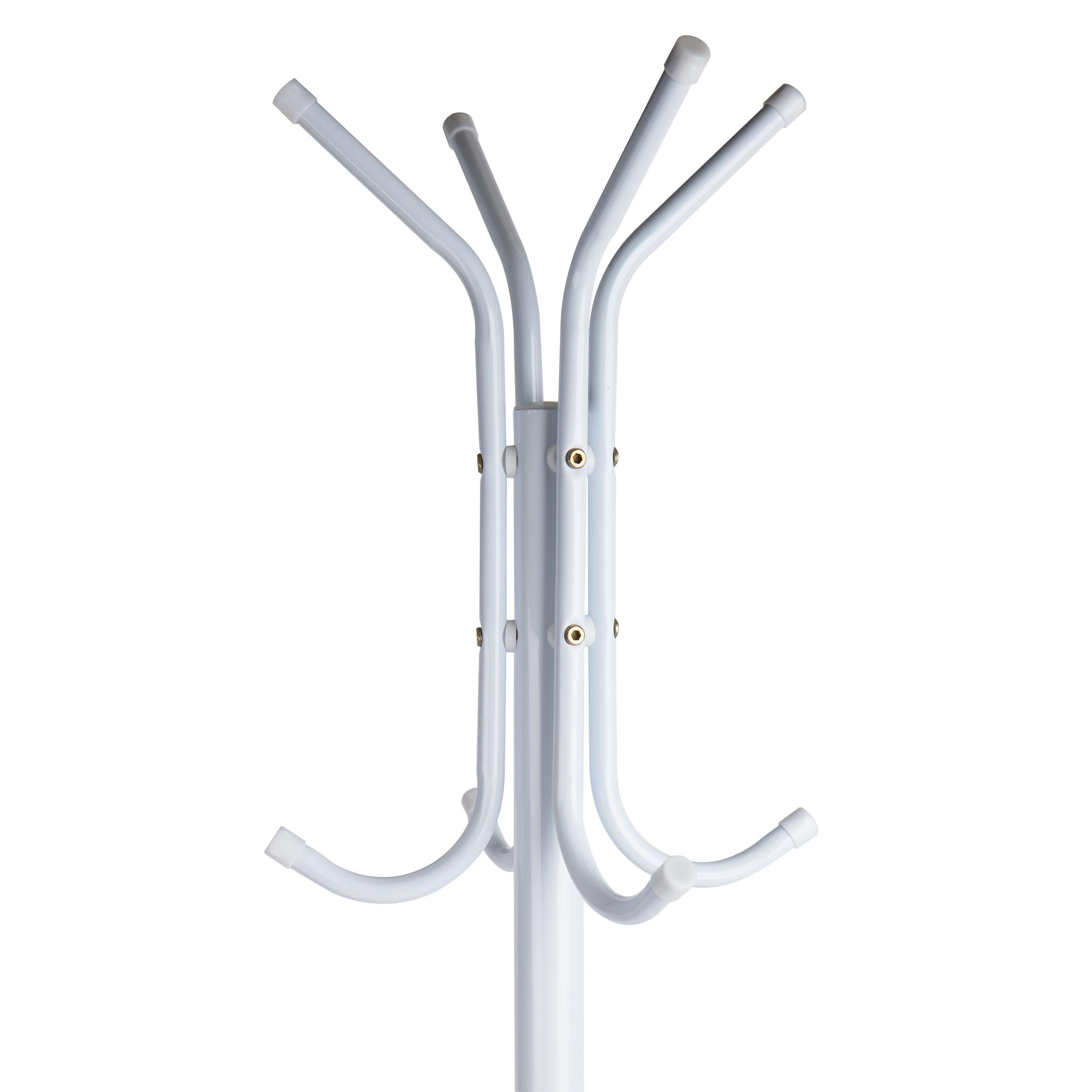 Mind Reader Coat Rack, Hall Tree, Freestanding, Coat Tree, Hat, Jacket, Purse, Metal, 14.75" L x 16.5" W x 69" H, White