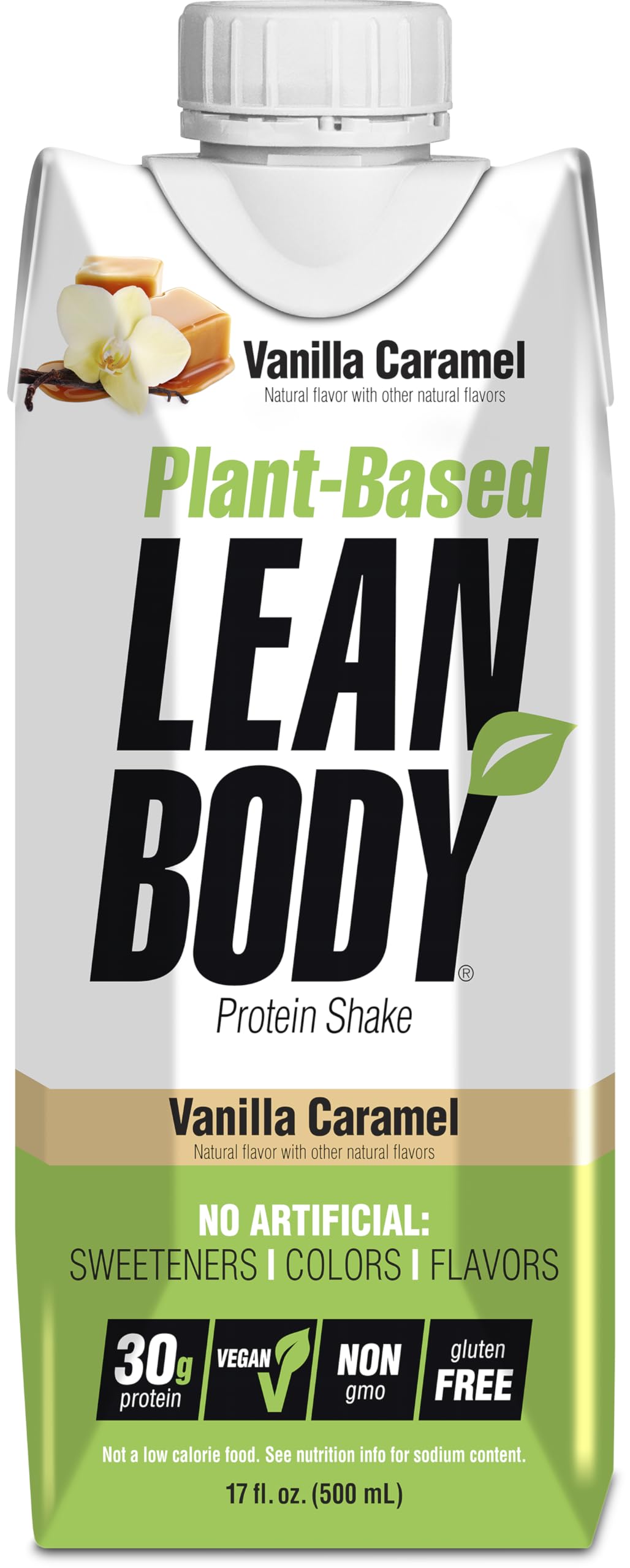 Lean Body Ready-to-Drink, Plant-Based Vegan Vanilla Caramel Protein Shake, 30g Protein, No Artificial Flavors, Sweeteners or Colors, Non GMO, Gluten Free, Premium Pea & Rice Blend (Pack of 12)