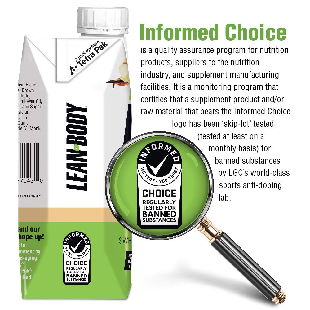 Lean Body Ready-to-Drink, Plant-Based Vegan Vanilla Caramel Protein Shake, 30g Protein, No Artificial Flavors, Sweeteners or Colors, Non GMO, Gluten Free, Premium Pea & Rice Blend (Pack of 12)