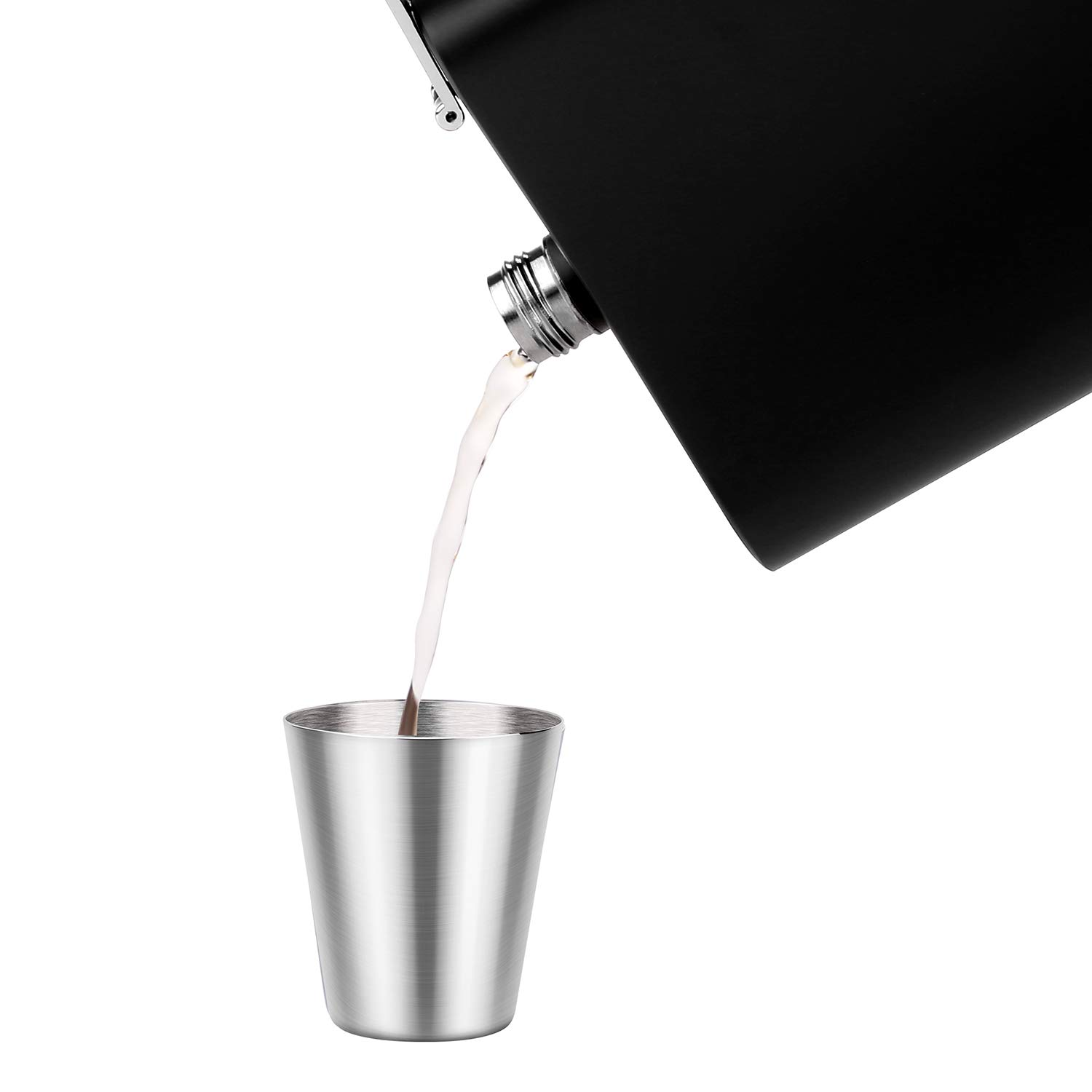 Elcoho 6 Sets 8 Ounce Stainless Steel Hip Flask Fluid-tight Flask Set with 6 Pieces Stainless Steel Shot Cups and Funnel