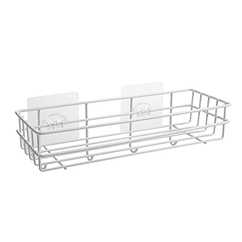 Bathroom Shelf Organizer Shower Caddy Storage Kitchen Rack With Traceless Transparent Adhesive No Drilling Black Roll up Dish Drying Rack