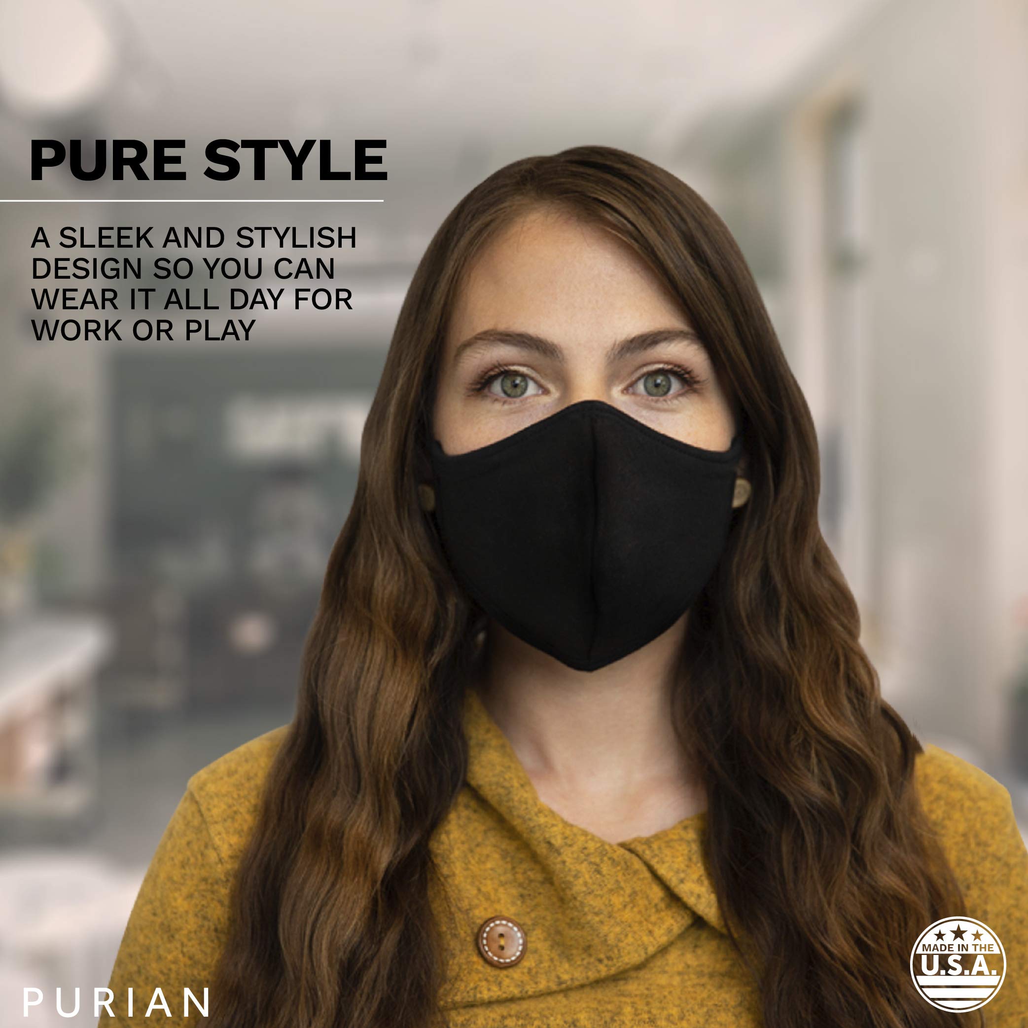 Cotton Face Masks with Long Tie Behind Straps | Dust Mask for Travel & Work | Black | 2 Pack
