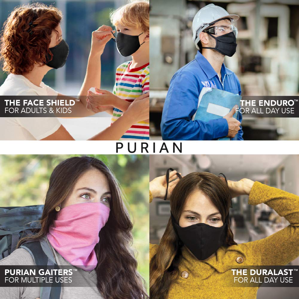 Cotton Face Masks with Long Tie Behind Straps | Dust Mask for Travel & Work | Black | 2 Pack