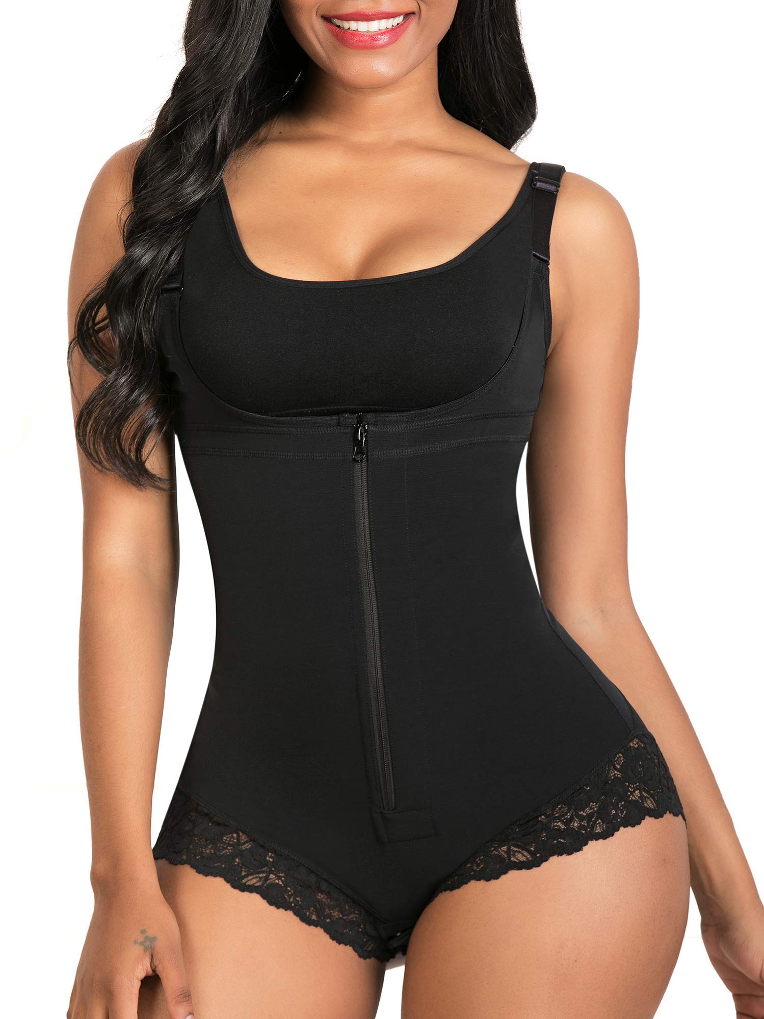 SHAPERX Women's Fajas Colombianas Shapewear Postpartum Tummy Control Body Shaper Butt Lifter Bodysuit,SZ7200-Black-New-M