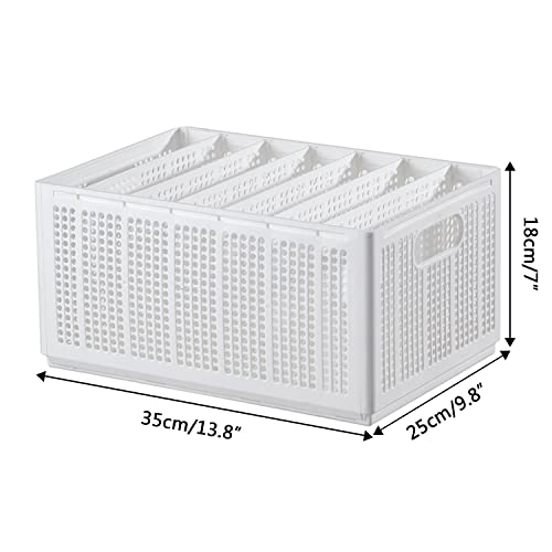 OMSORG Clothes Organizer for Folded Clothes, Plastic Storage Basket with Removable Partitions, Stackable Wardrobe Clothes Organizer Closet Storage Bins, for Bedroom Bathroom Home Organization