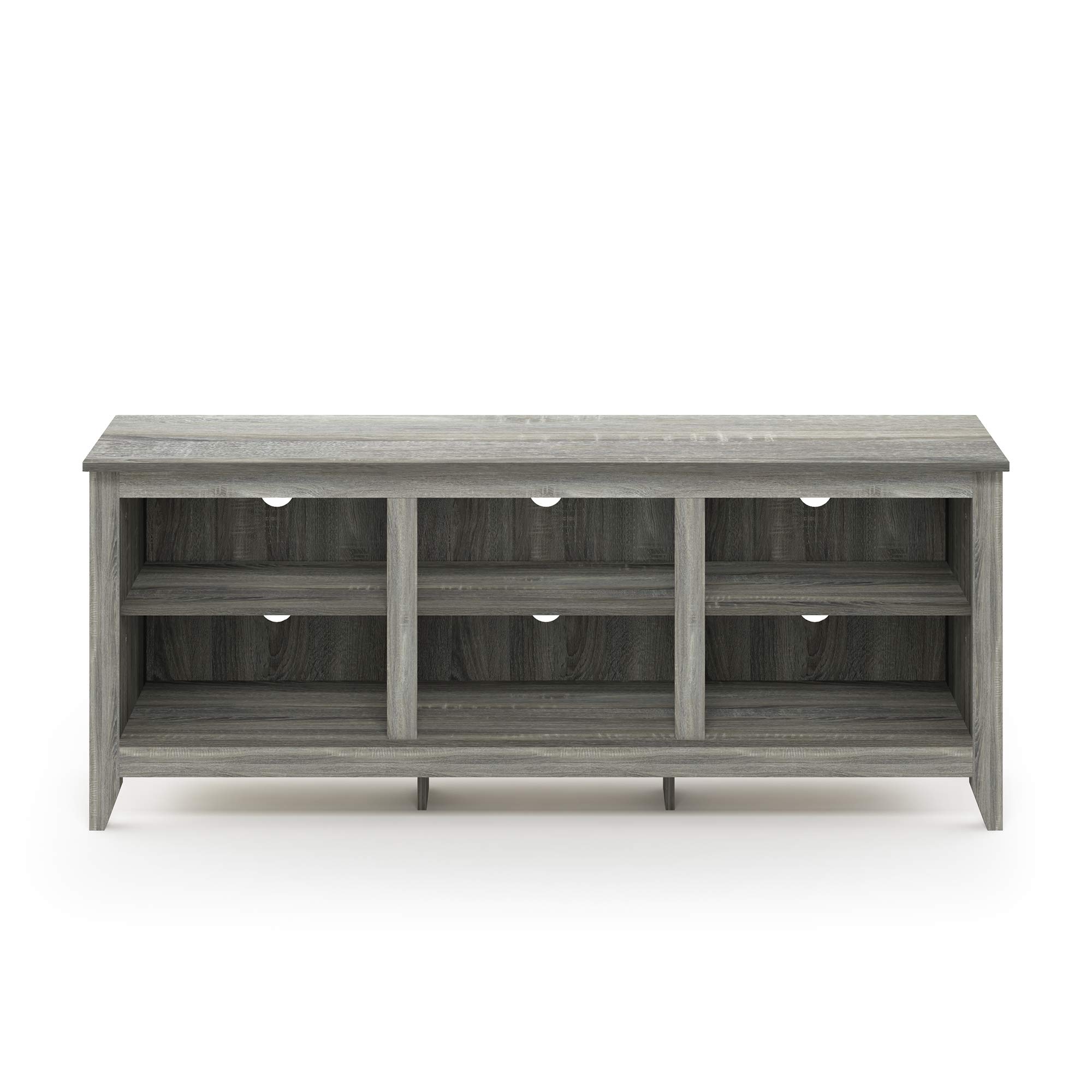 FURINNO Jensen TV Stand with Shelf, French Oak Grey, 65-Inch