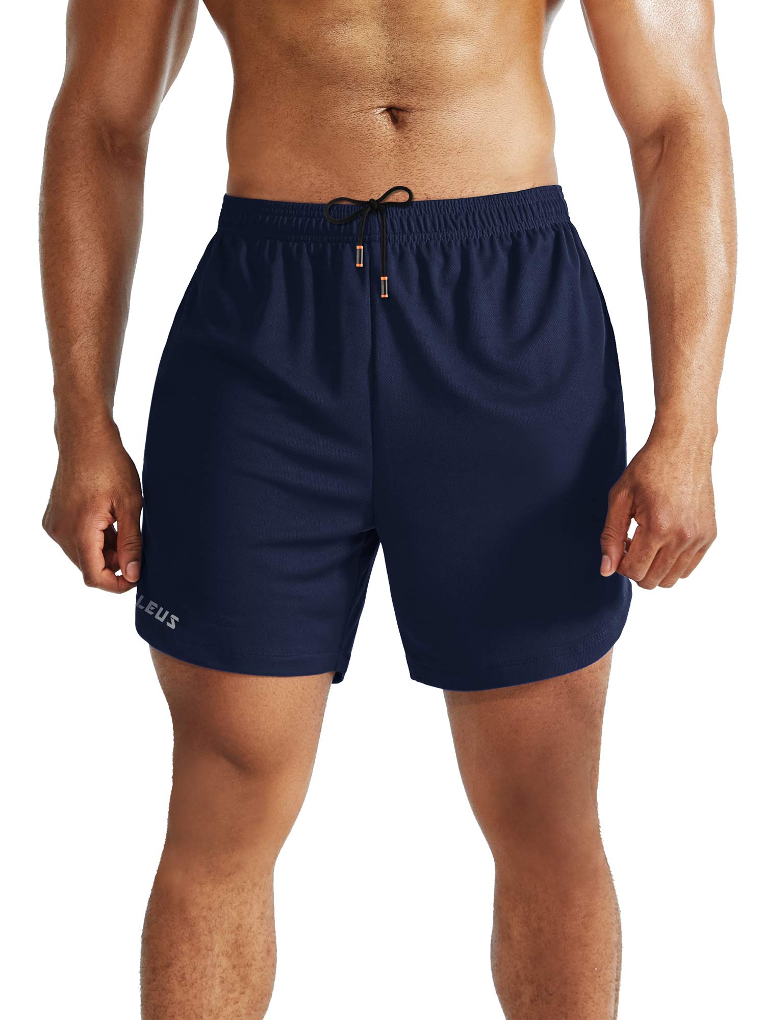 NELEUS Men's 2 in 1 Running Shorts with Liner,Dry Fit Workout Shorts with Pockets,6070,2 Pack,Black/Navy Blue,US 2XL,EU 3XL