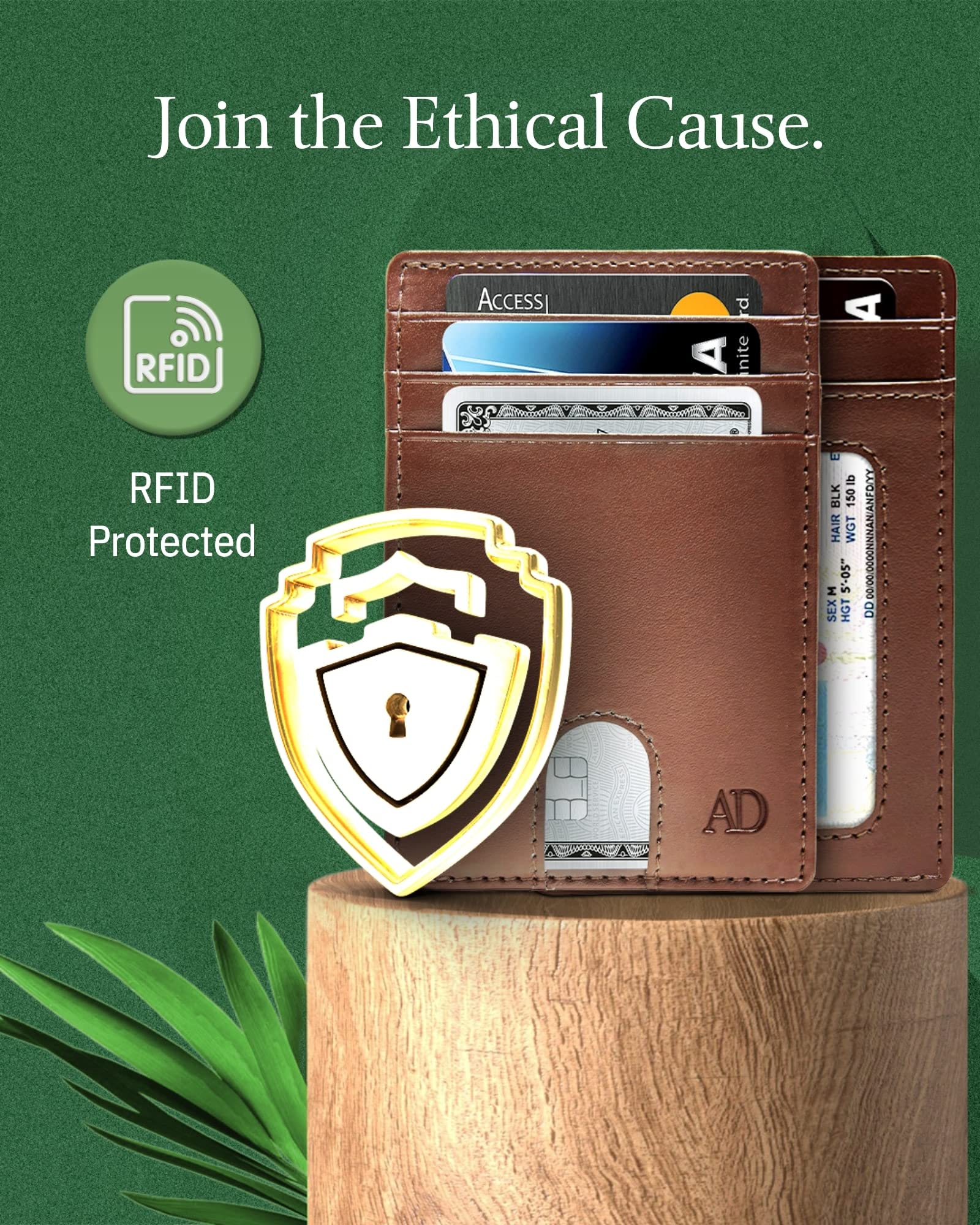Access Denied Vegan Leather Slim Minimalist Wallets For Men - Cruelty Free Non Leather Front Pocket Thin Mens Wallet RFID Credit Card Holder Gifts For Him
