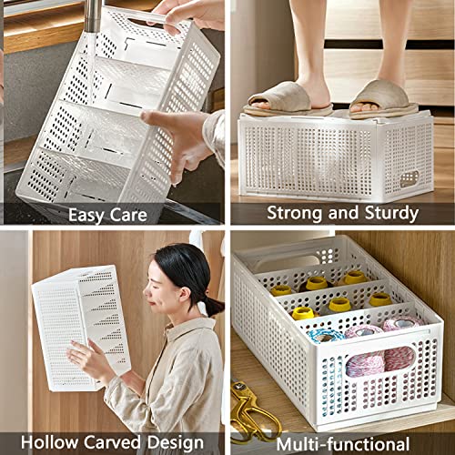 OMSORG Clothes Organizer for Folded Clothes, Plastic Storage Basket with Removable Partitions, Stackable Wardrobe Clothes Organizer Closet Storage Bins, for Bedroom Bathroom Home Organization