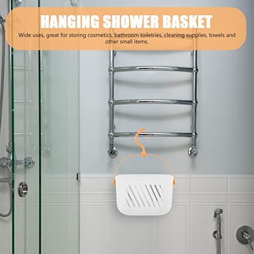 STOBAZA Shower Basket Plastic Hanging Shower Caddy with Hook for Bathroom Health Cosmetics Spa White