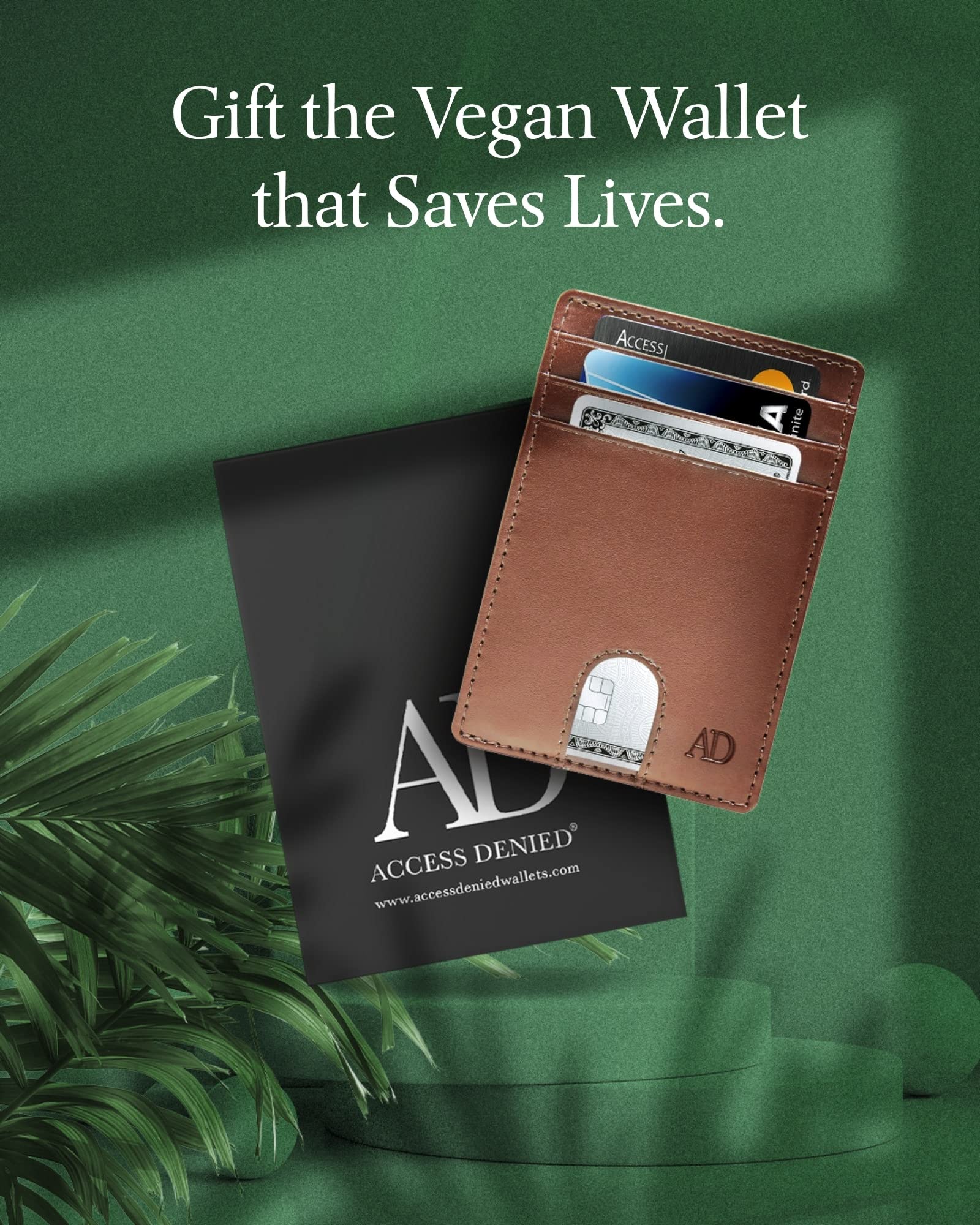 Access Denied Vegan Leather Slim Minimalist Wallets For Men - Cruelty Free Non Leather Front Pocket Thin Mens Wallet RFID Credit Card Holder Gifts For Him