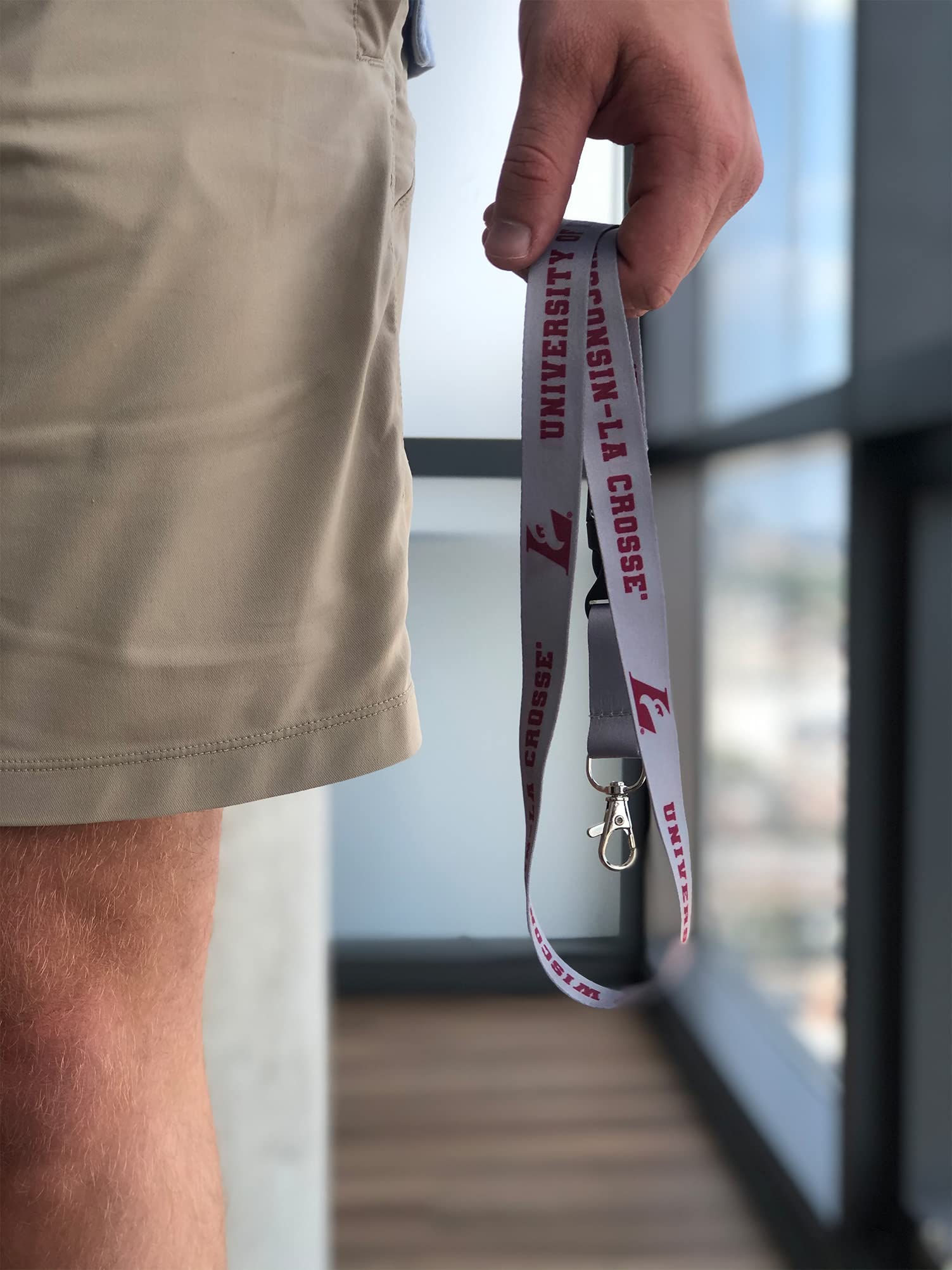 Desert Cactus University of Wisconsin La Crosse Lanyard UWLAX Eagles Car Keys ID Badge Holder Keychain Detachable Breakaway Snap Buckle (Gray)