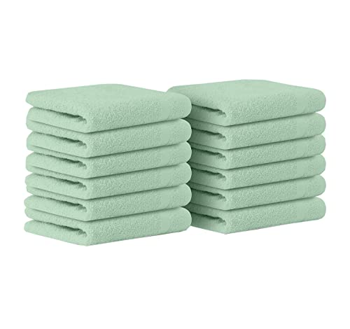 Fast Drying, Extra Absorbent, 100% Cotton Washcloths - Pack of 12, Pistachio Green, 13 x 13-Inch