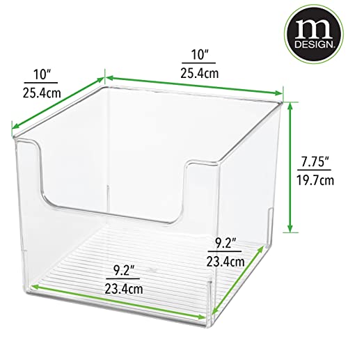 mDesign Plastic Household Storage Organizer Bins with Open Dip Front for Kitchen, Bedroom, Bathroom, Office, Craft or Playroom Organization - Holds Toys, Books - Ligne Collection, Clear