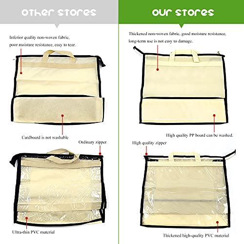 5 PCS Hanging Handbag Storage Organizer Non-Woven Transparent Dust-proof Homewares Purse Wallet Closet Storage Bag with Zipper and Handle (M)
