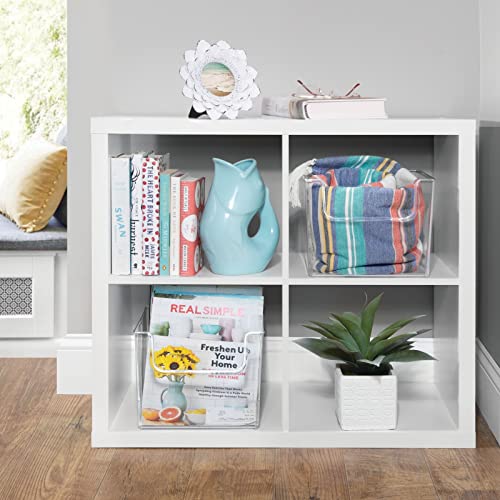 mDesign Plastic Household Storage Organizer Bins with Open Dip Front for Kitchen, Bedroom, Bathroom, Office, Craft or Playroom Organization - Holds Toys, Books - Ligne Collection, Clear