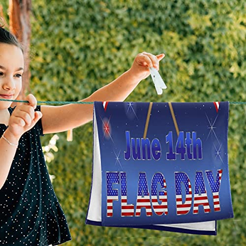 xigua 2PCS Polyester Hand Towels Soft and Absorbent for Hotel Spa Beach Bathroom Fingertip Towel,Flag Day Beautiful Text and Fireworks
